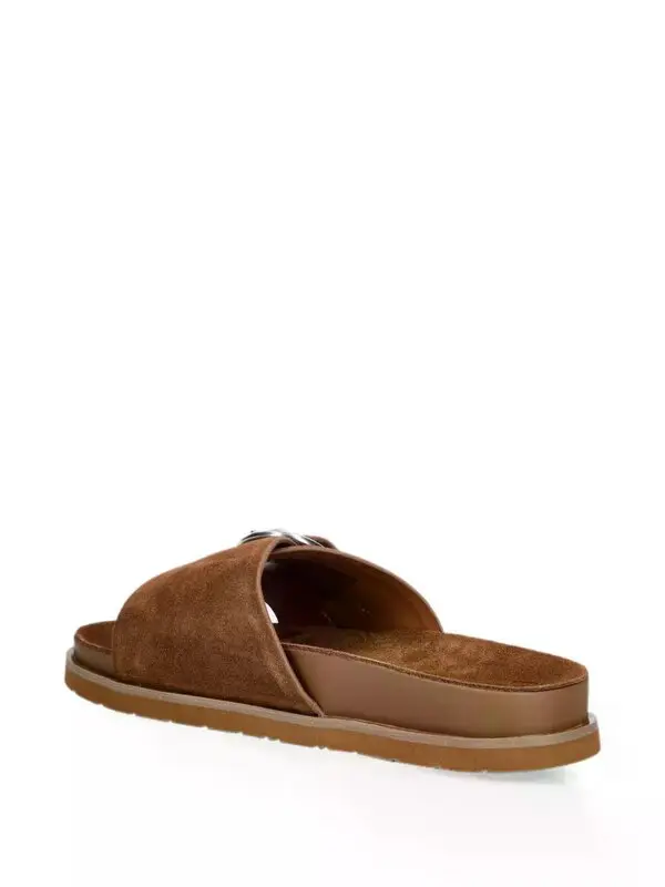 Gant Buckle Detail Suede Slides - Brown
