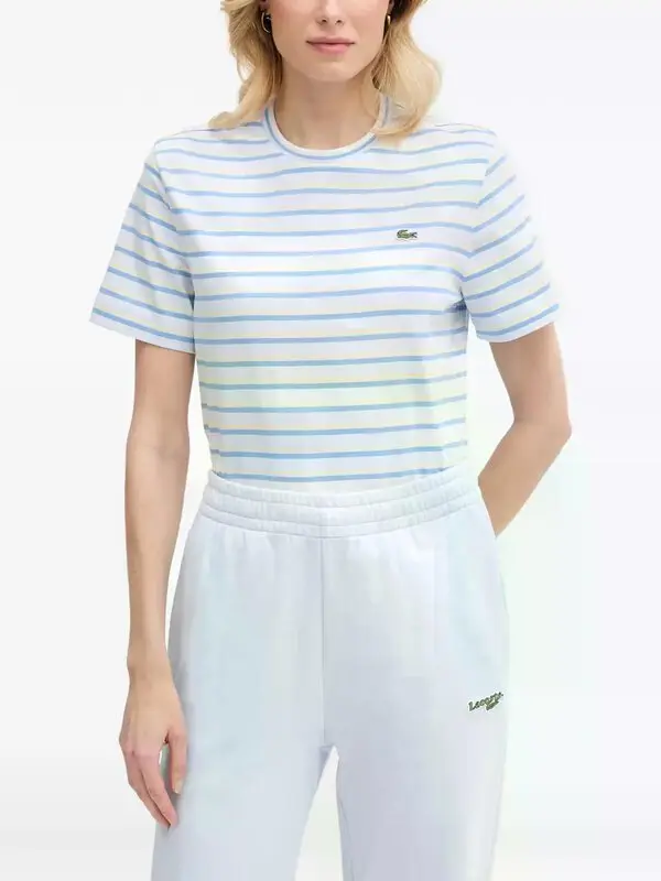 Lacoste Striped Logo Patch T-shirt - Neutrals