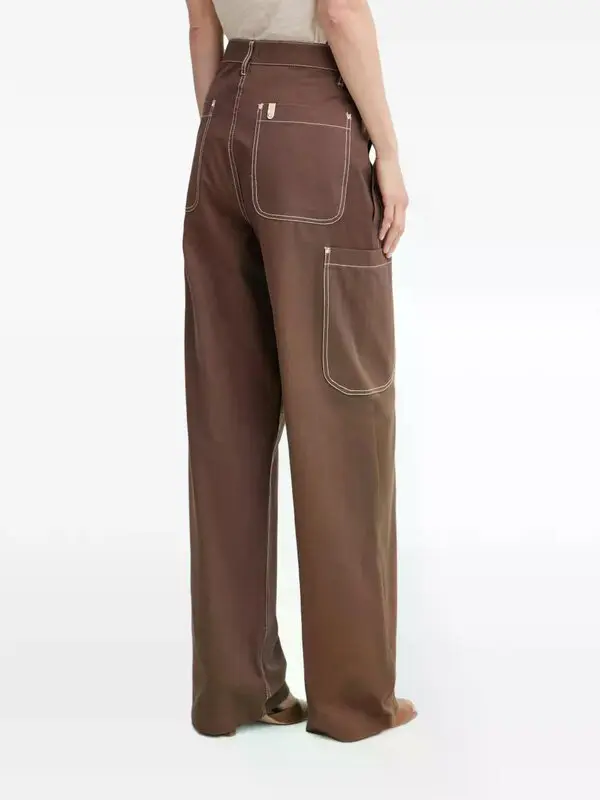 Liu Jo Contrast Stitch Carpenter Trousers - Brown