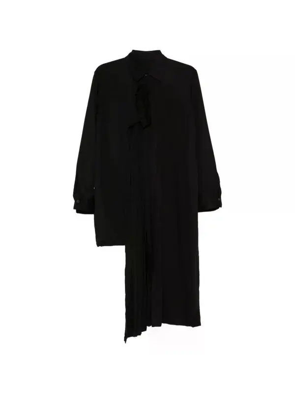 Yohji Yamamoto Pintucked Draped Shirt - Black