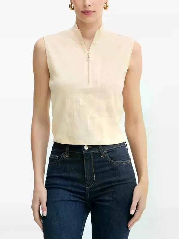Liu Jo Sleeveless High Neck Zip-up Top - White