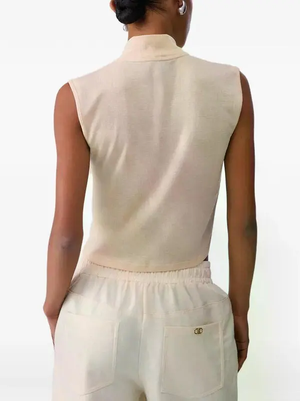 Liu Jo Sleeveless High Neck Zip-up Top - White