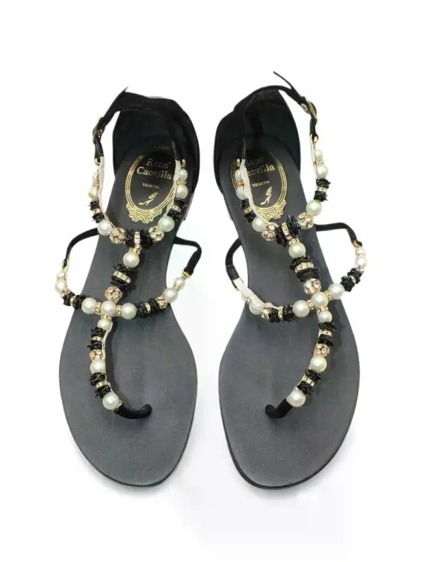 Rene Caovilla Embellished T-strap Sandals