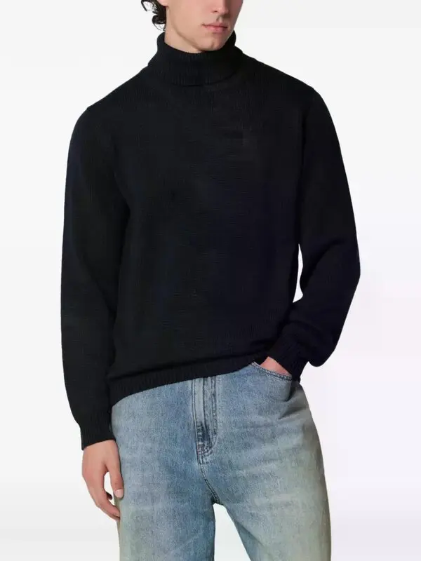 ROBERTO COLLINA Wool Waffle Knit Roll Neck Sweater