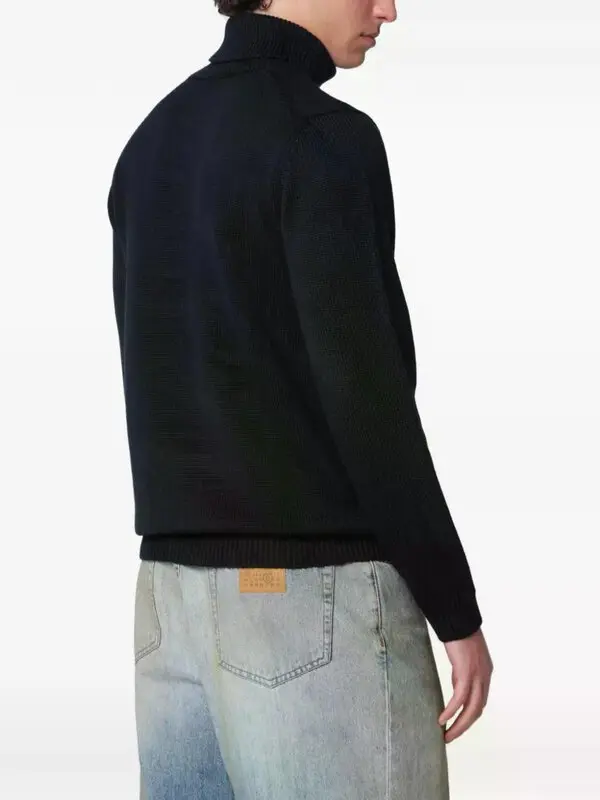ROBERTO COLLINA Wool Waffle Knit Roll Neck Sweater