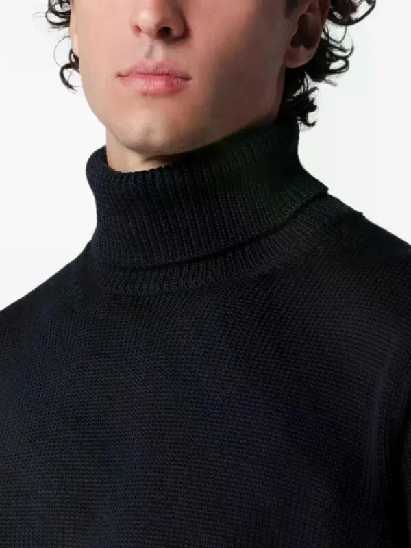 ROBERTO COLLINA Wool Waffle Knit Roll Neck Sweater