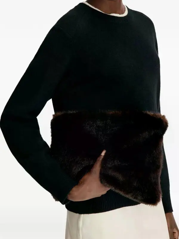 Loulou De Saison Bicolor Cashmere Crew Neck Sweater