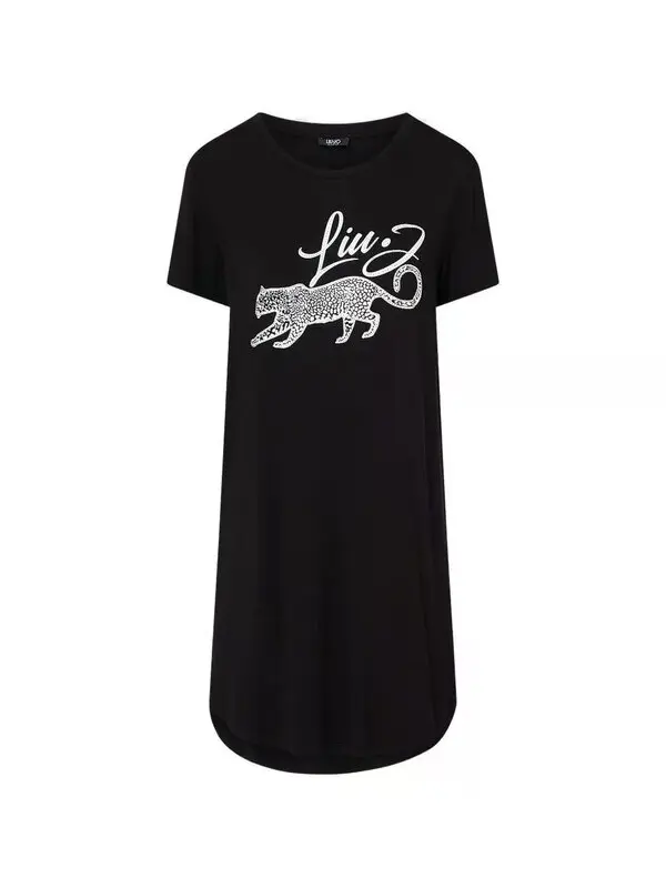 Liu Jo Logo-print Rhinestone-embellished Mini Dress - Black