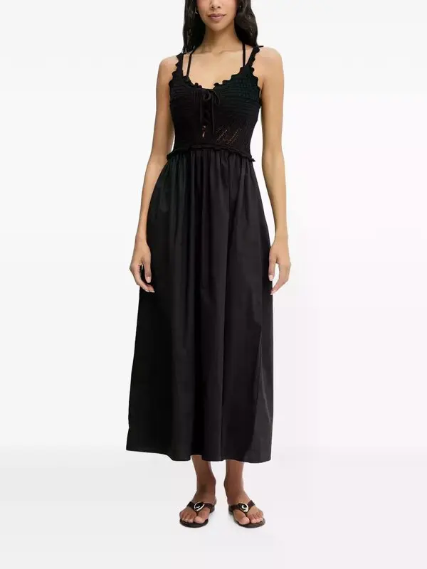 Liu Jo Crochet Lace-up Midi Dress - Black