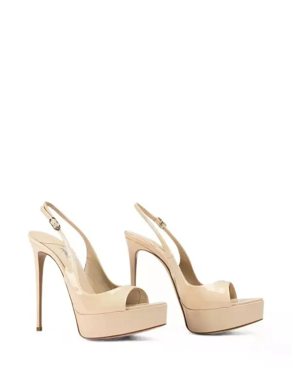 LE SILLA Uma Patent Platform Slingback Pumps - Neutrals