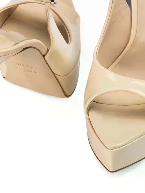 LE SILLA Uma Patent Platform Slingback Pumps - Neutrals
