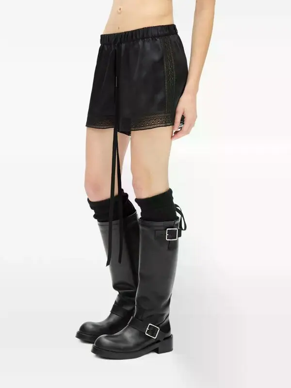 ANN DEMEULEMEESTER Lace-trimmed Silk Satin Shorts