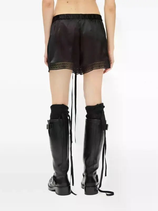 ANN DEMEULEMEESTER Lace-trimmed Silk Satin Shorts