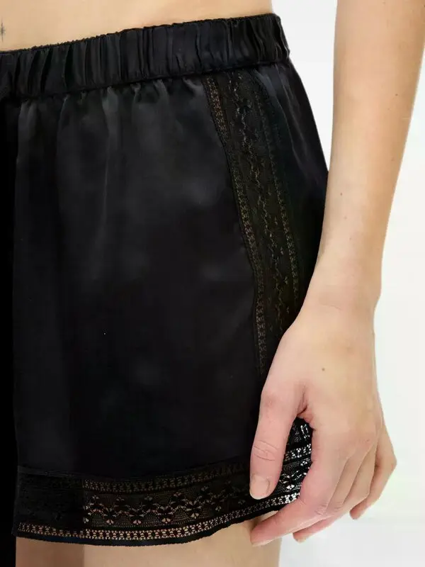 ANN DEMEULEMEESTER Lace-trimmed Silk Satin Shorts