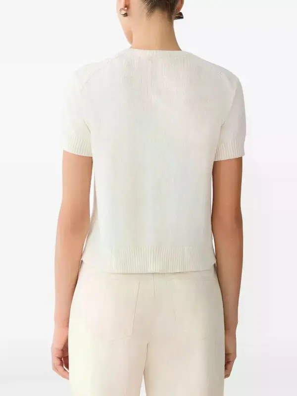 Lafayette 148 New York Short Sleeve Crew Neck Cardigan