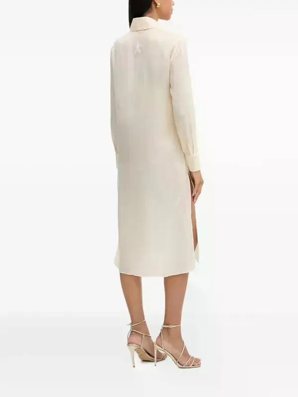 Patrizia Pepe Satin Finish Button-down Midi Dress With Side Slits