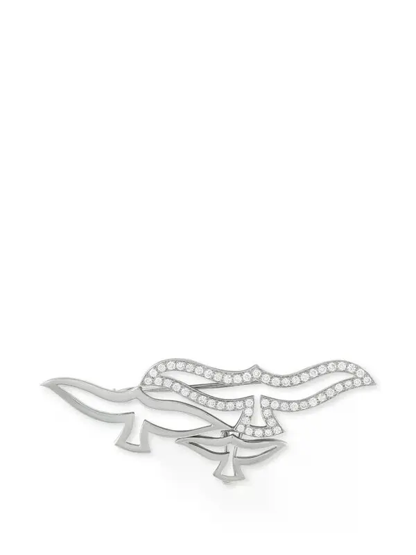 Cartier 18k White Gold Diamond Dove Motif Brooch - Silver