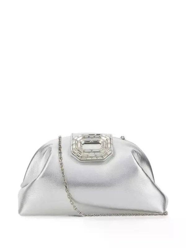 Amina Muaddi Camelia Crystal-embellished Clutch Bag - Silver
