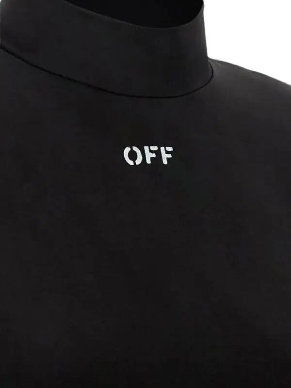 Off-White Off Stamp Cropped Long-sleeve Top - Black