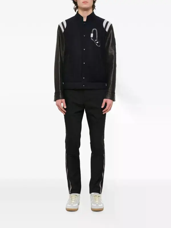 LANVIN Panelled Baseball Jacket With Leather Sleeves