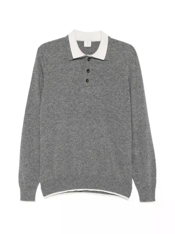 Eleventy Contrast-collar Button-down Sweater