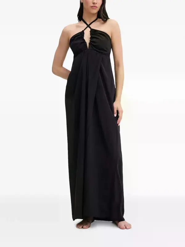 Liu Jo Ruched Halterneck Maxi Dress - Black
