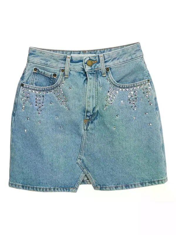 Alessandra Rich Crystal-embellished Denim Skirt