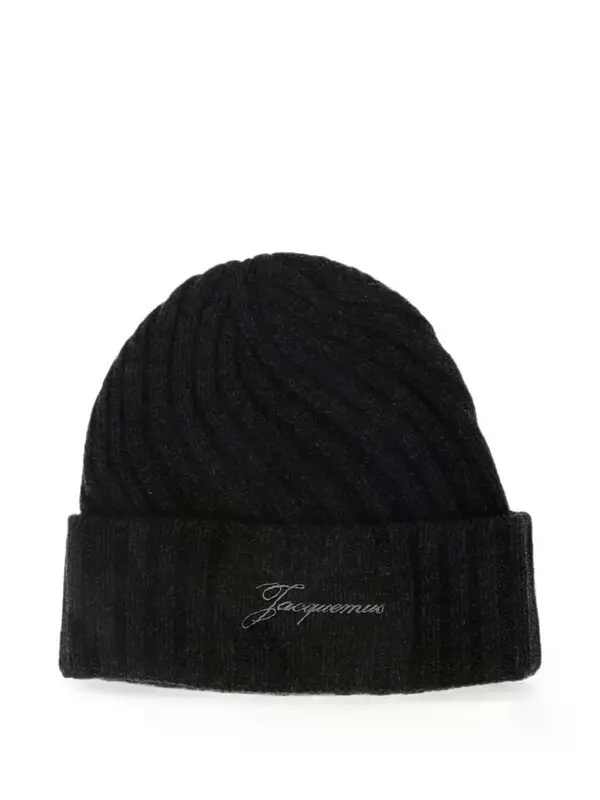 Jacquemus Tourni Logo-embroidered Beanie Hat - Black
