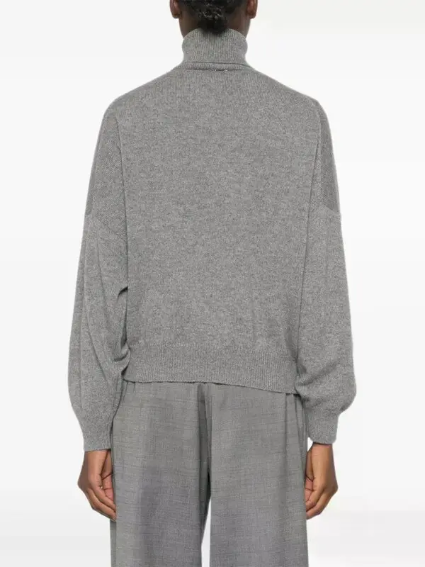 Brunello Cucinelli Fine Knit Roll Neck Sweater - Grey