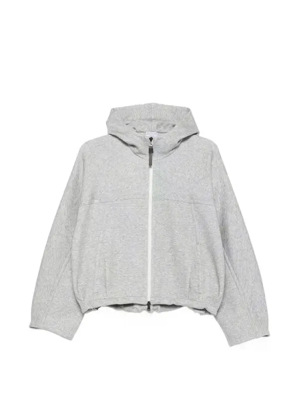 Brunello Cucinelli Drawstring Zip-up Hoodie - Grey