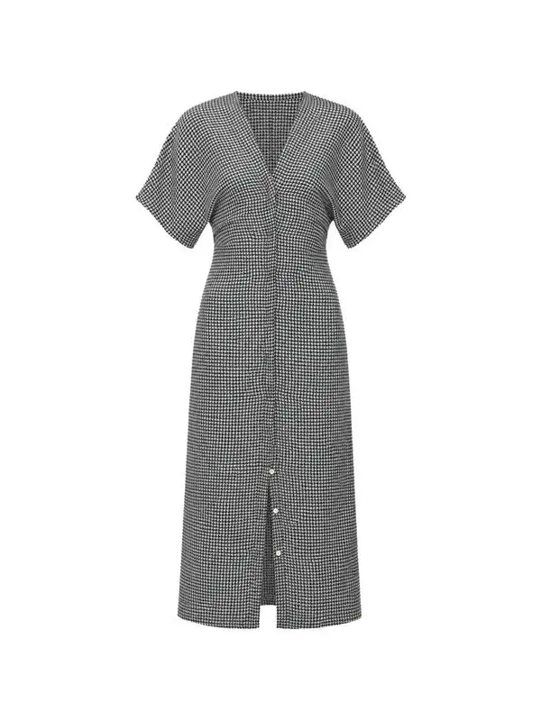 SUPER BLOND Houndstooth Midi Dress - Black
