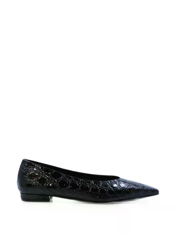 NOTABENE Crocodile-effect Square-toe Ballet Flats