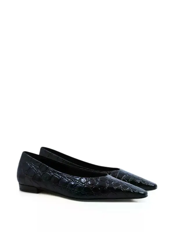 NOTABENE Crocodile-effect Square-toe Ballet Flats