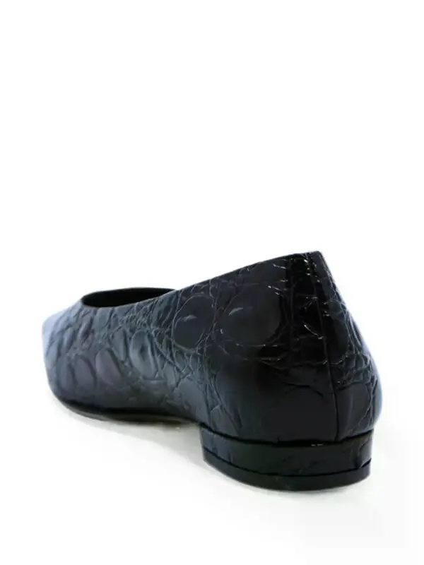 NOTABENE Crocodile-effect Square-toe Ballet Flats
