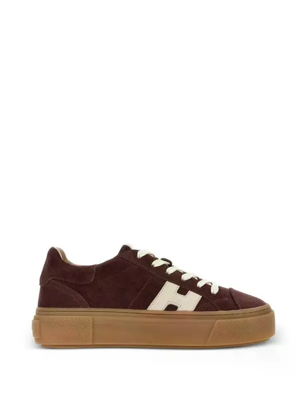 Hogan Suede Low-top Sneakers With Logo Patch - Brown