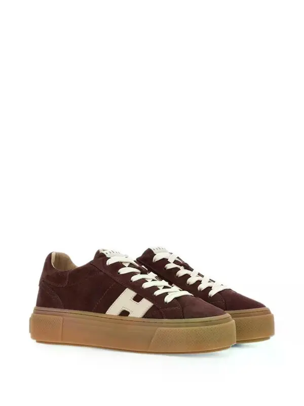 Hogan Suede Low-top Sneakers With Logo Patch - Brown