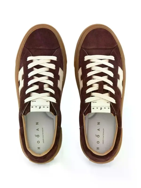 Hogan Suede Low-top Sneakers With Logo Patch - Brown