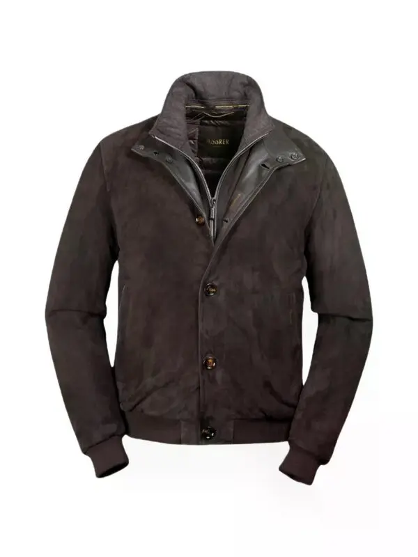 MOORER Suede Layered-effect Jacket - Brown