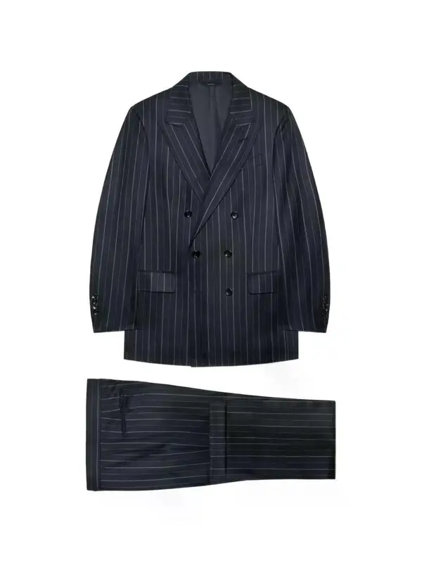 TOM FORD Pinstripe-pattern Double-breasted Suit - Blue