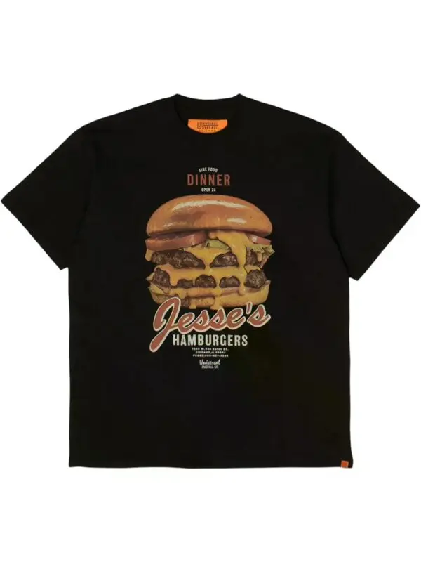 UNIVERSAL OVERALL Hamburger Print T-shirt - Black