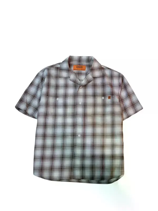 UNIVERSAL OVERALL Ombre-check Open-collar Shirt
