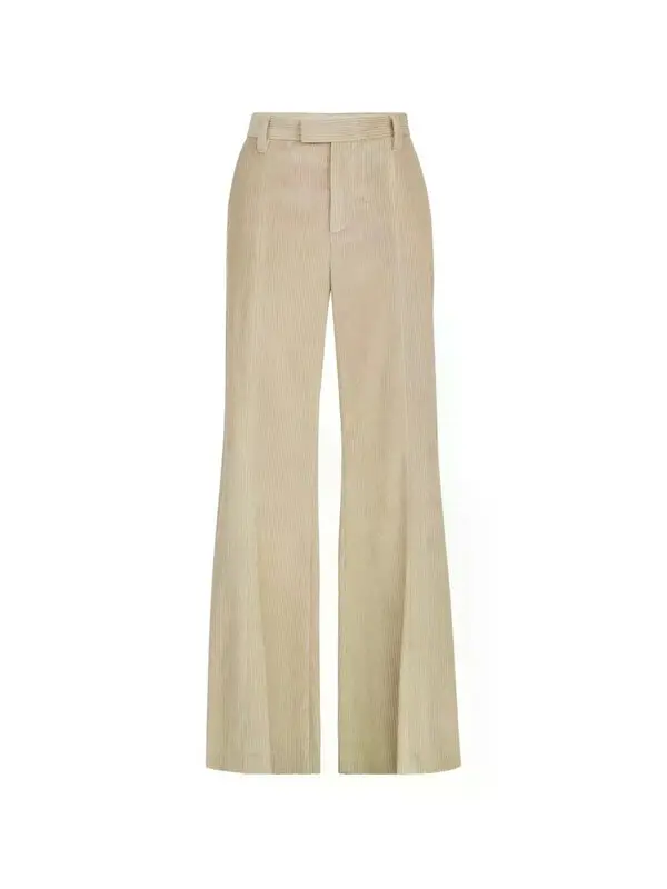 Brunello Cucinelli Cotton Corduroy Wide-flare Trousers With Monili Embellishment - Neutrals