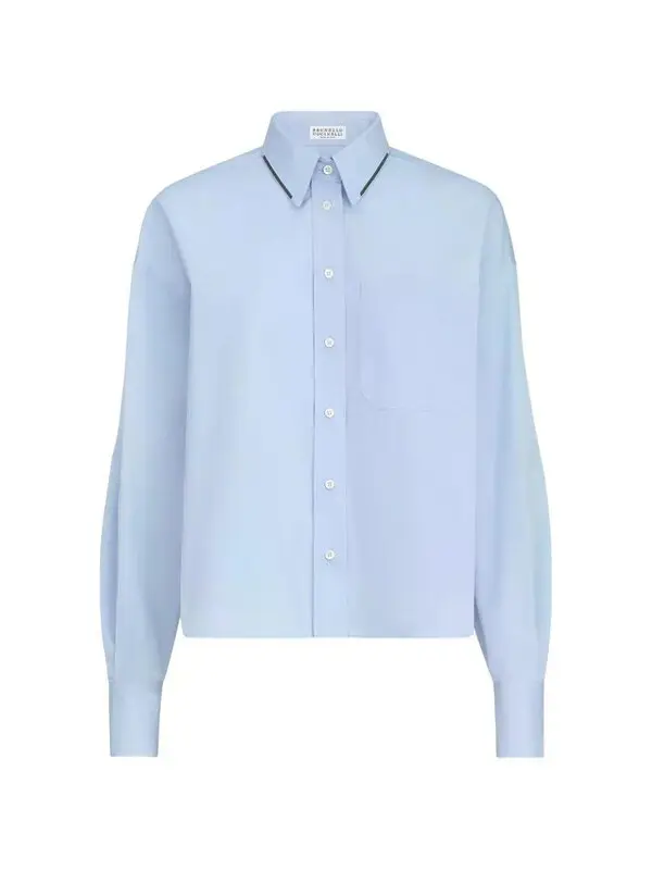 Brunello Cucinelli Cotton Poplin Shirt With Monili Detail