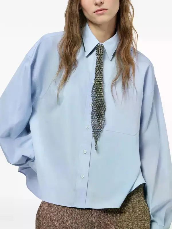 Brunello Cucinelli Cotton Poplin Shirt With Monili Detail