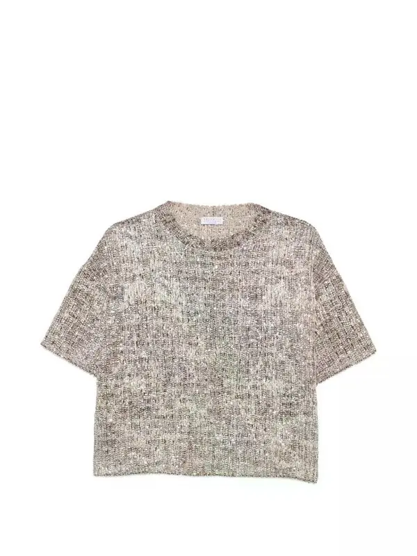Brunello Cucinelli Mohair And Wool T-shirt - Neutrals