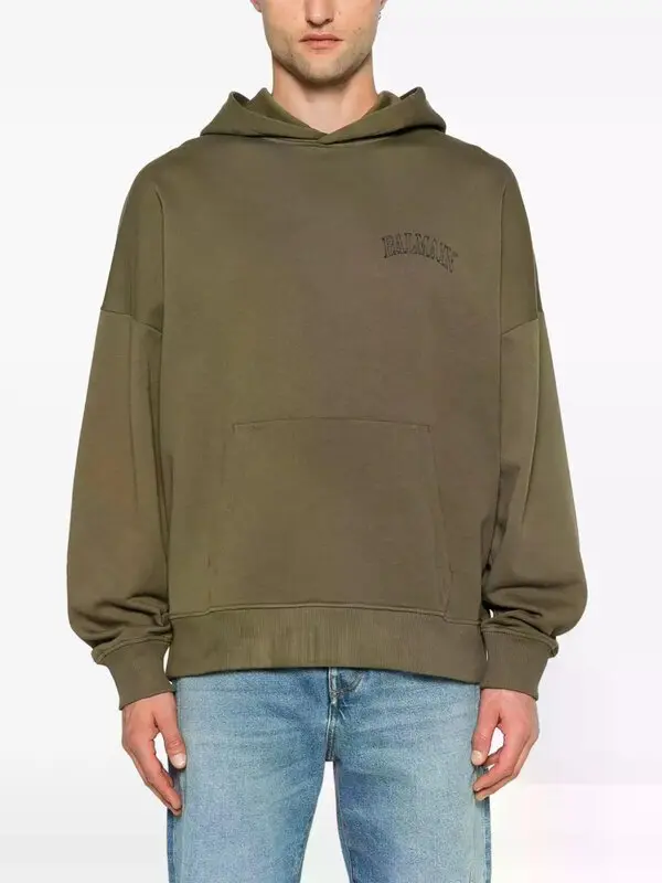Balmain Logo Print Cotton Hoodie - Green
