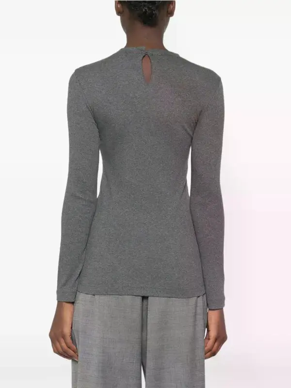 Brunello Cucinelli Long Sleeve Monili Chain Trim T-shirt
