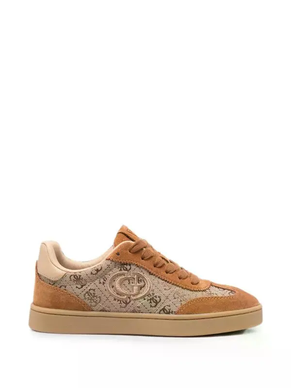 Guess Monogram Pattern Panelled Sneakers - Brown