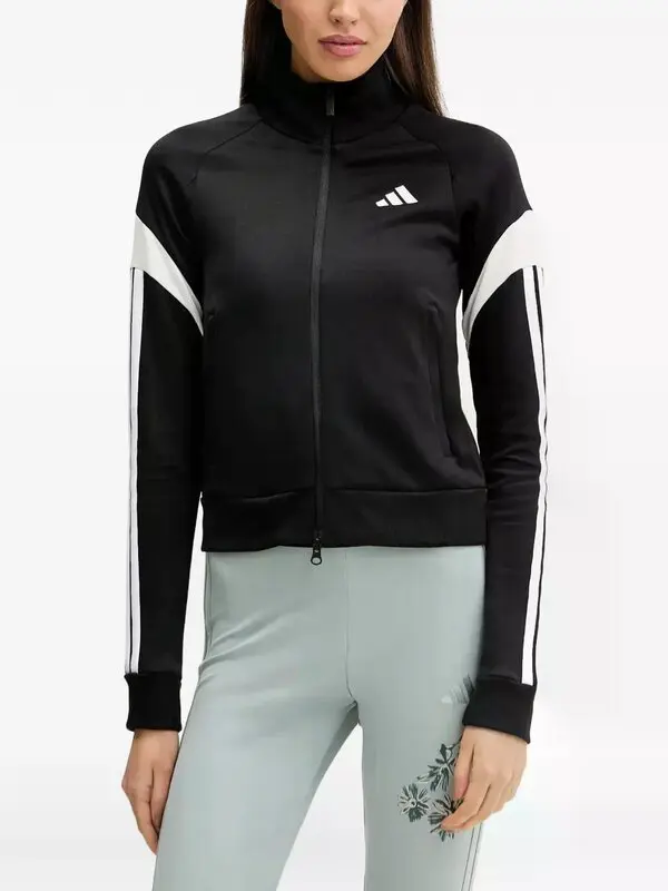 Adidas Tiro Nations Stripe Logo Mock Neck Zip Fastening Sweatshirt