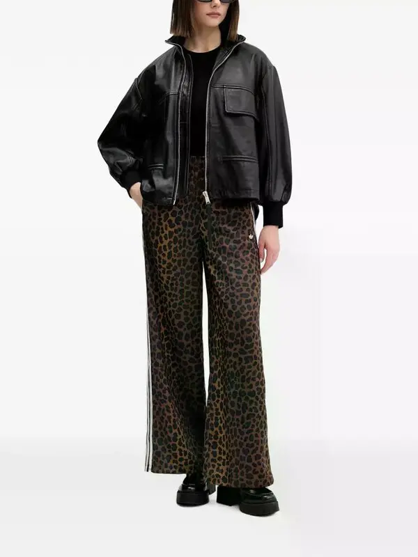 Adidas Leopard Print Wide Leg Track Trousers - Brown